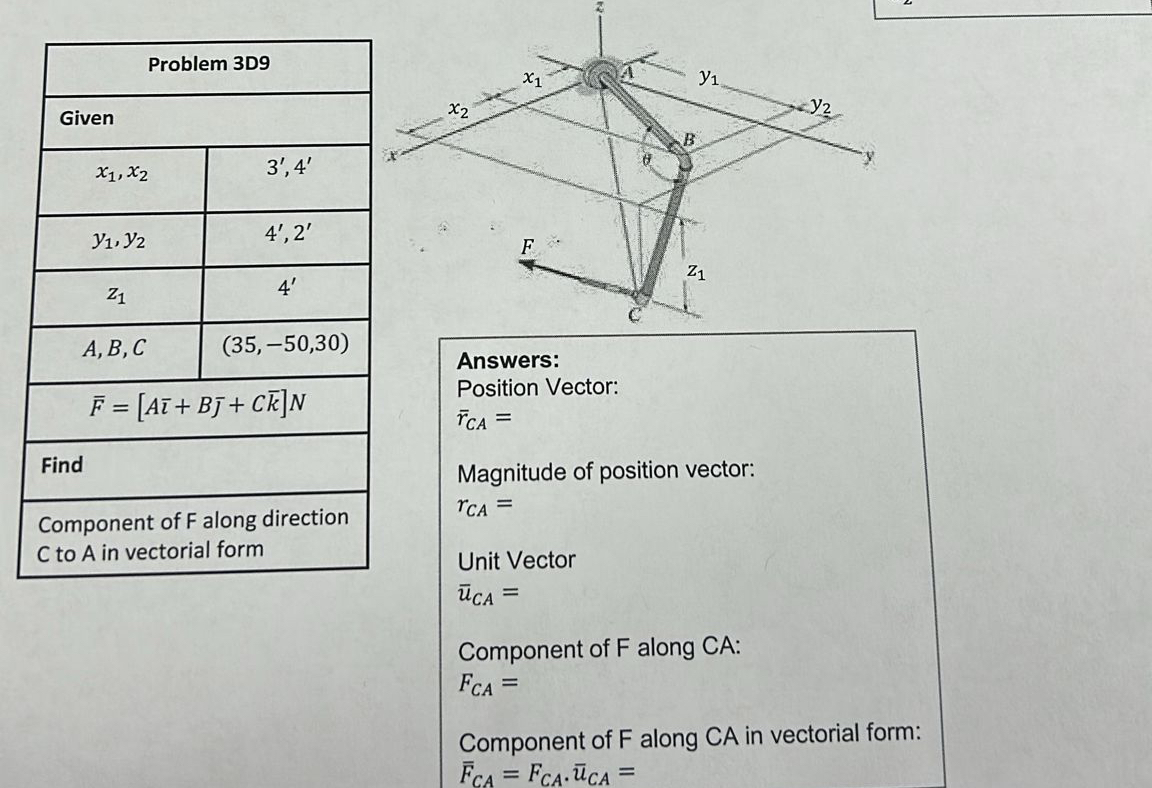 Solved Find component of F along direction C to A in | Chegg.com