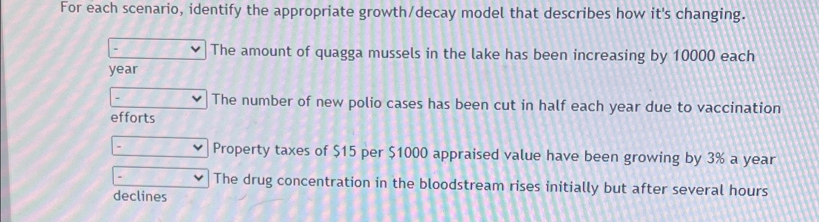 Solved For each scenario, identify the appropriate | Chegg.com