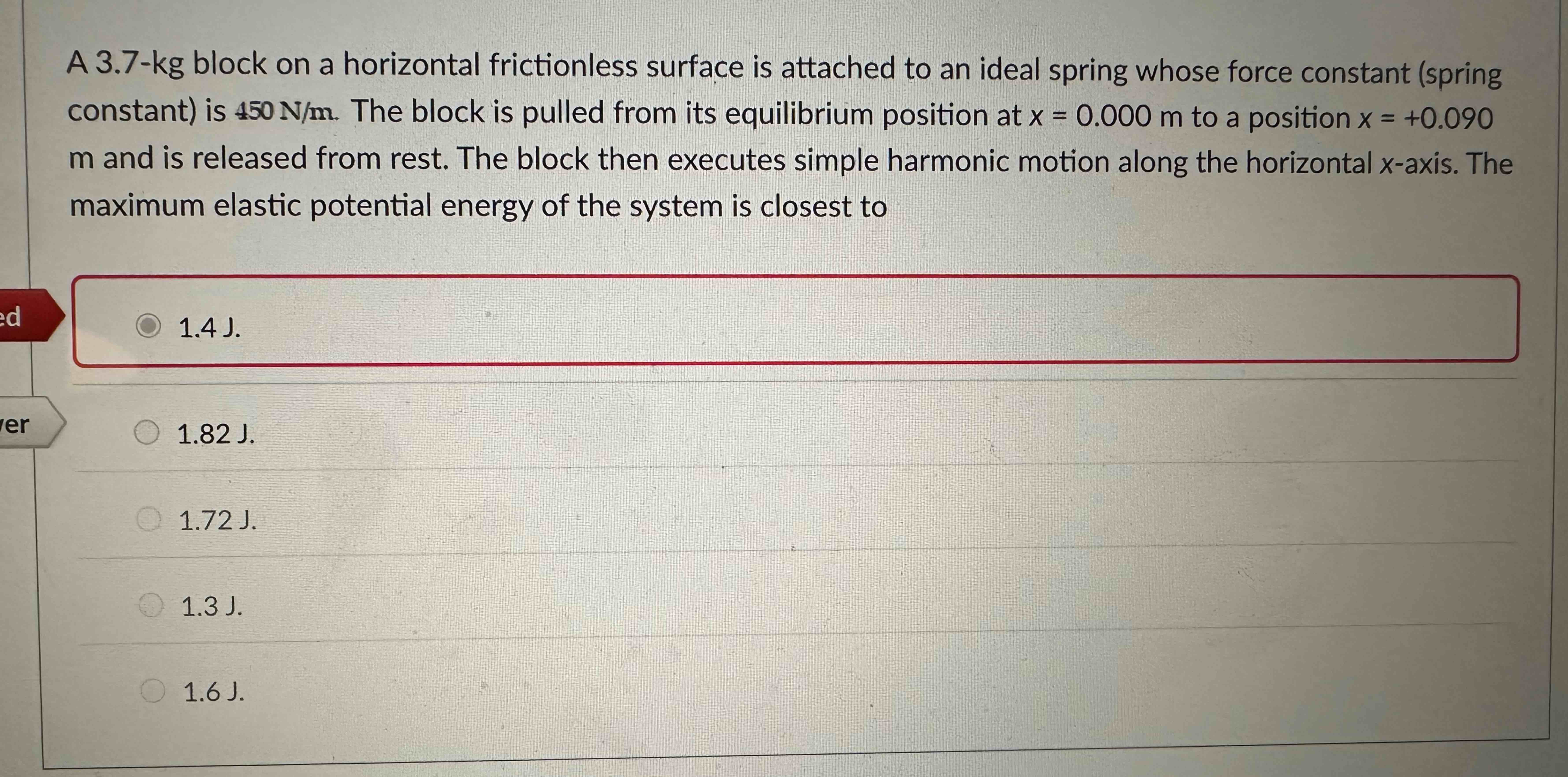 Solved A 3.7-kg block on a horizontal frictionless surface | Chegg.com