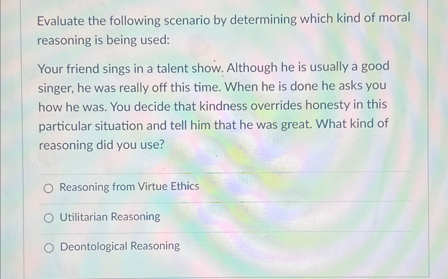 Solved Evaluate the following scenario by determining which | Chegg.com
