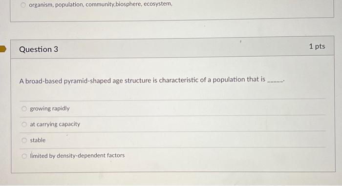 Solved organism, population, community,biosphere, ecosystem, | Chegg.com