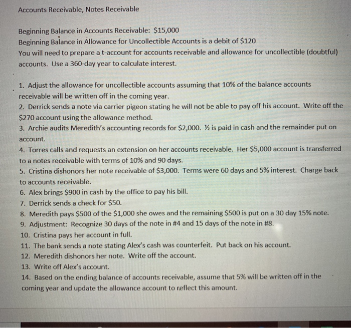 Solved Accounts Receivable, Notes Receivable Beginning | Chegg.com Solved Accounts Receivable, Notes Receivable Beginning | Chegg.com