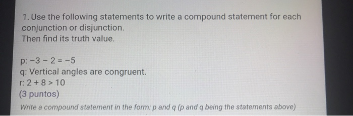 Solved 1. Use the following statements to write a compound | Chegg.com
