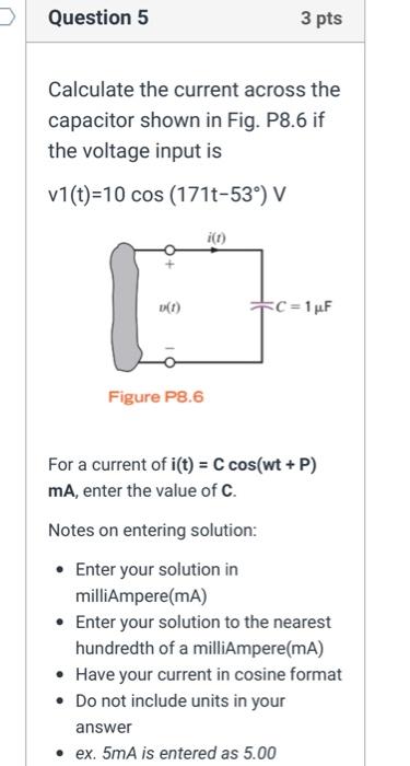Solved Calculate the current across the capacitor shown in | Chegg.com