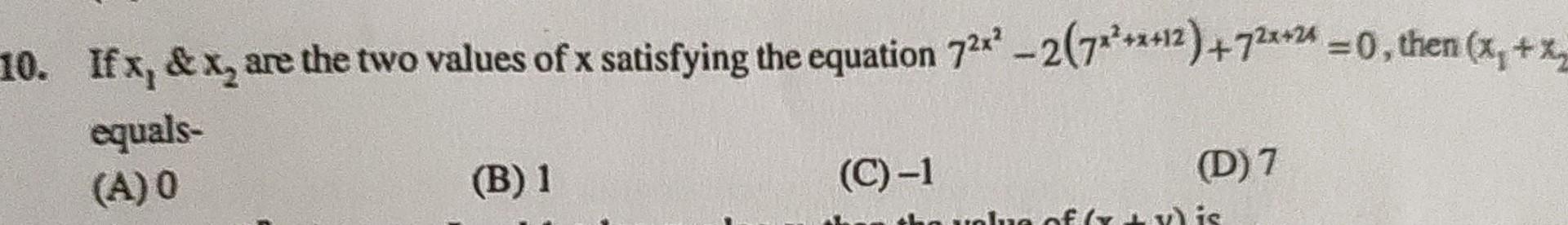 Solved 0. If x1&x2 are the two values of x satisfying the | Chegg.com