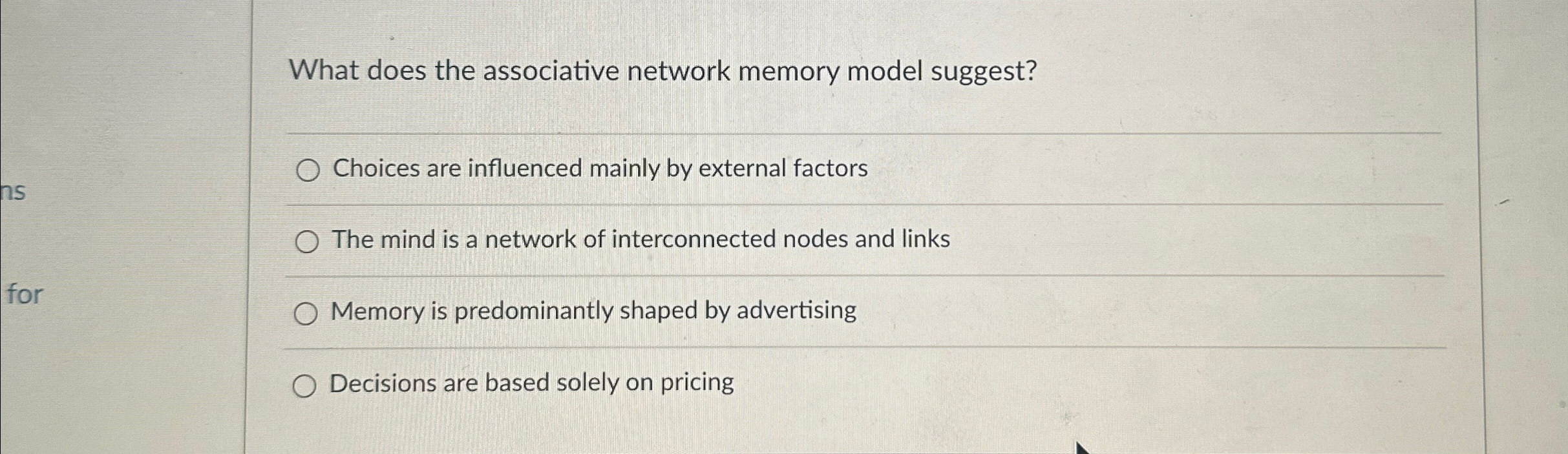 Solved What Does The Associative Network Memory Model