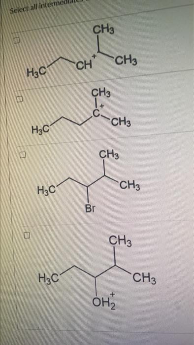Solved Select all intermed CH3 сн* CH3 нус CH3 CH3 Нас CH3 | Chegg.com