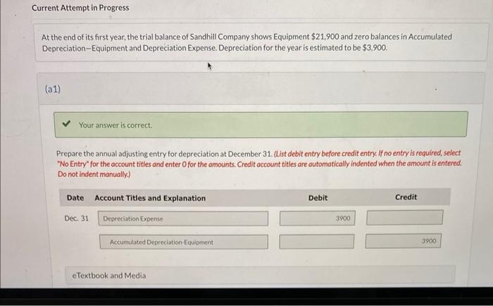 Solved Current Attempt in Progress At the end of its first | Chegg.com