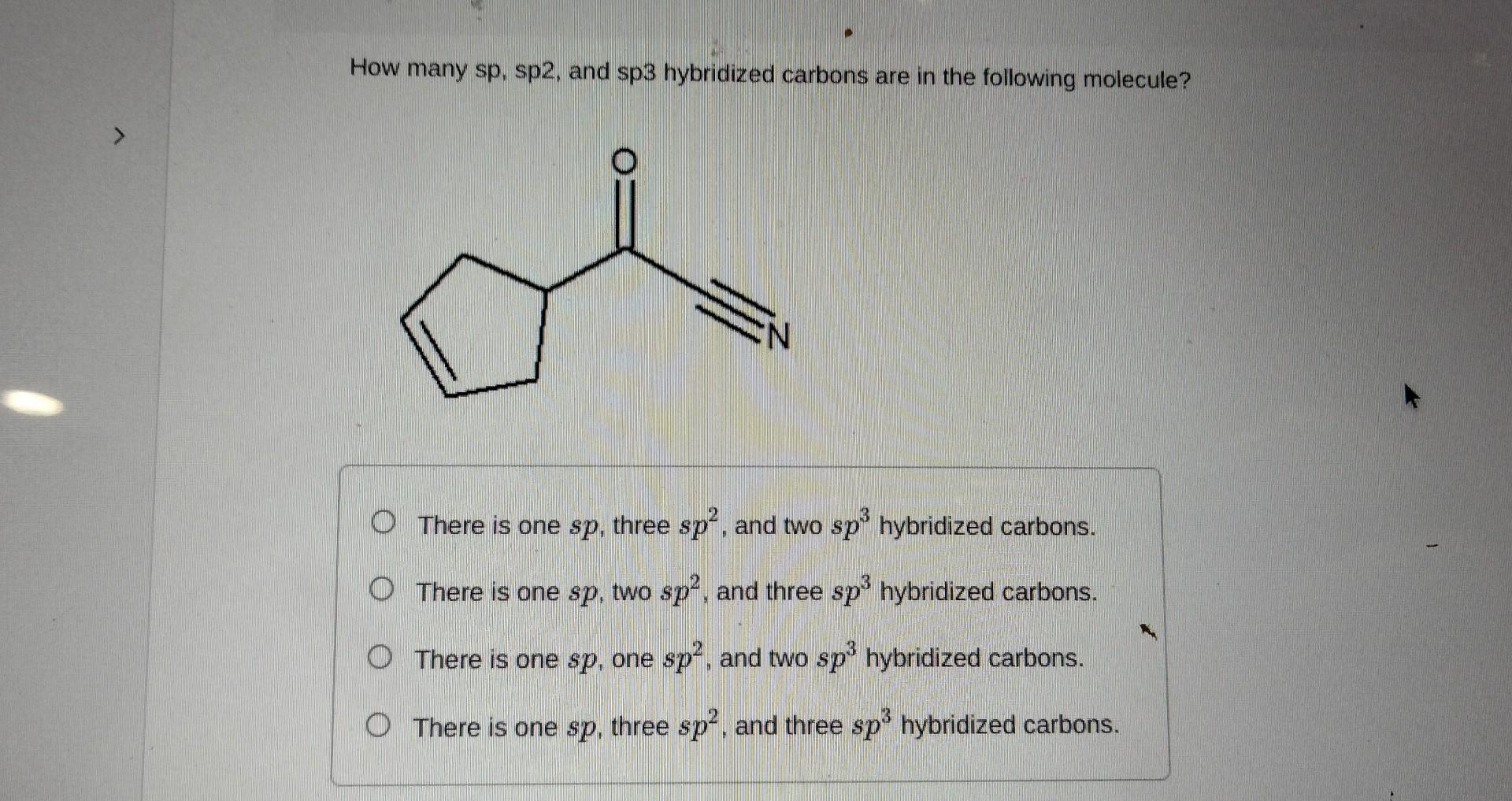 Solved How many sp, sp2, and sp3 hybridized carbons are in | Chegg.com