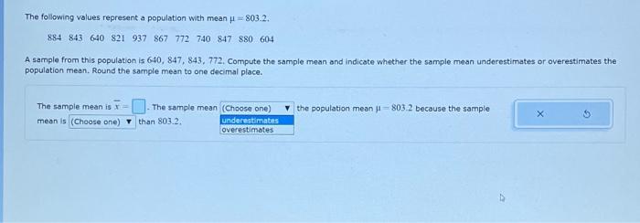 Solved The following values represent a population with mean | Chegg.com