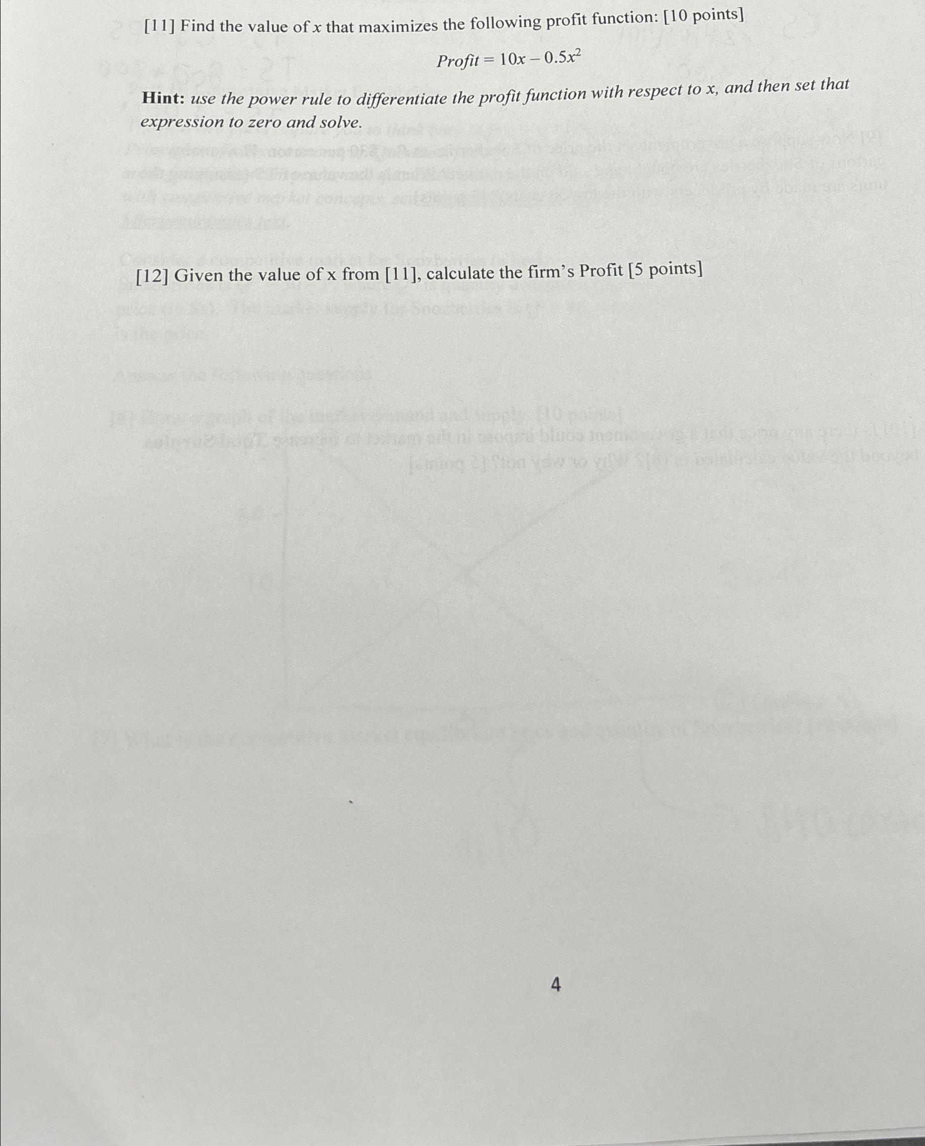Solved [11] ﻿Find the value of x ﻿that maximizes the | Chegg.com