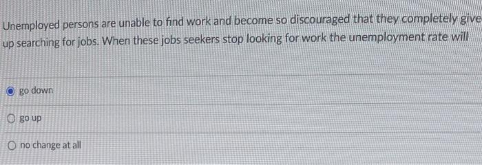 Solved Unemployed persons are unable to find work and become | Chegg.com