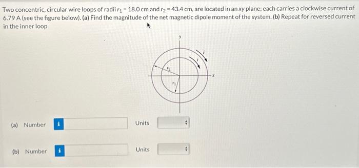 Solved Two concentric, circular wire loops of radii r1=18.0 | Chegg.com
