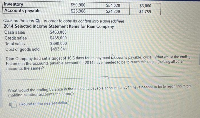 Solved Average accounts payable cycle. Use the following | Chegg.com