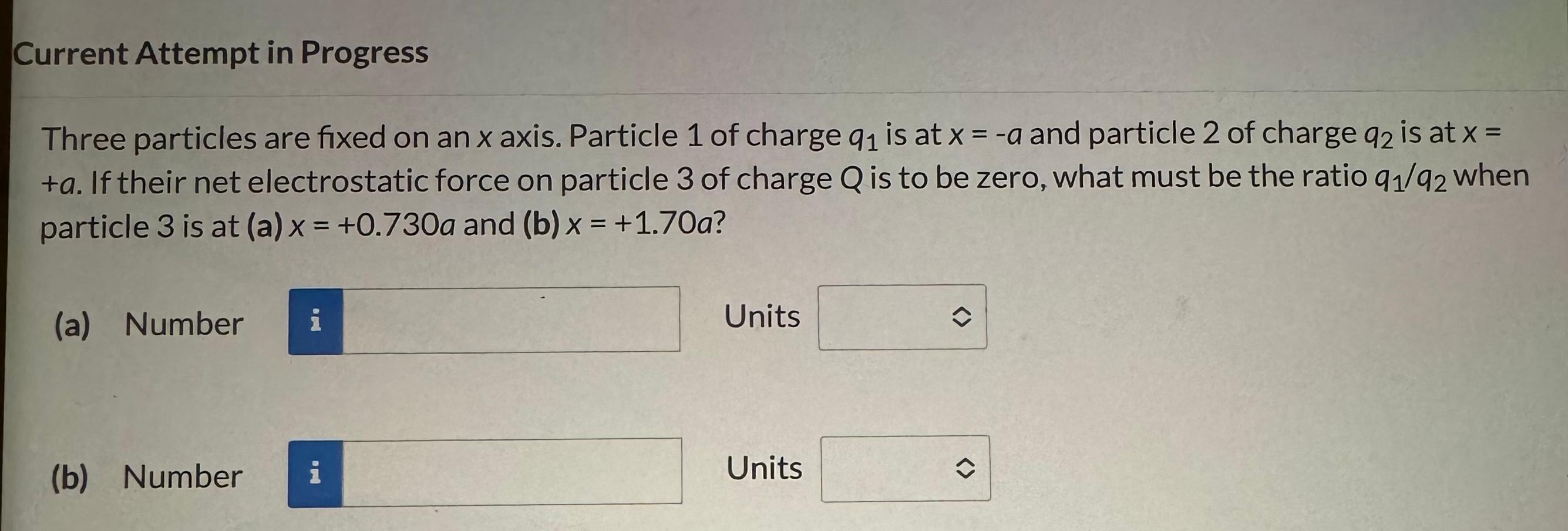 Solved Current Attempt in ProgressThree particles are fixed | Chegg.com