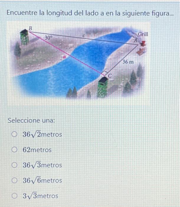 Solved Encuentre la longitud del lado a en la siguiente | Chegg.com