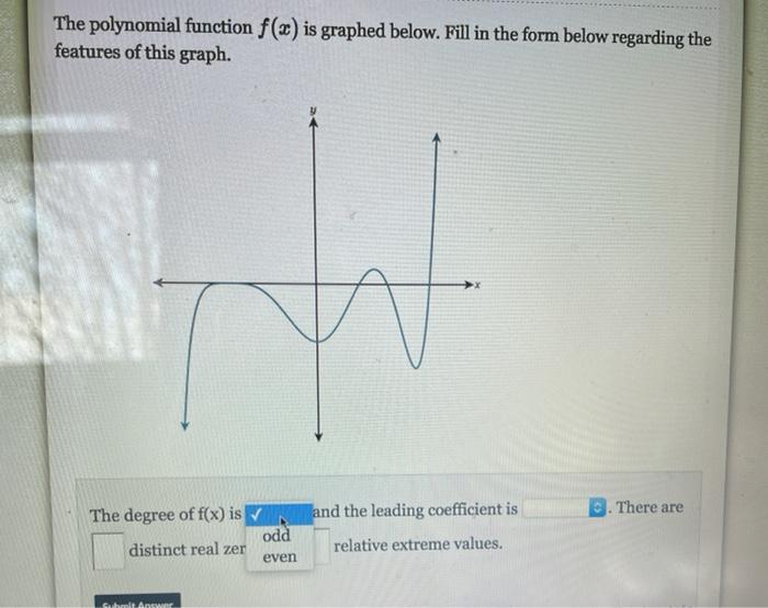 Solved The polynomial function f(x) is graphed below. Fill | Chegg.com