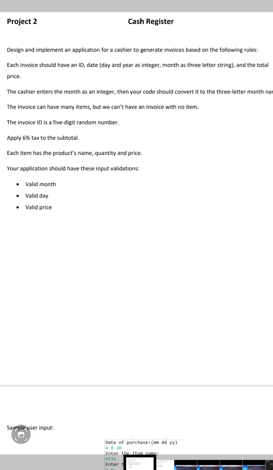 Solved Project 2 Cash Register Design and implement an | Chegg.com