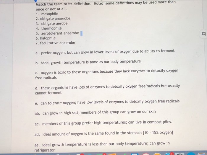 Solved Match the term to its definition. Note: some | Chegg.com