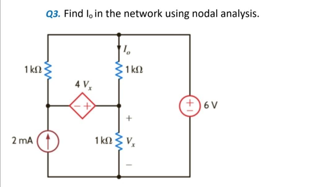 Solved Q3. Find I0 in the network using nodal analysis. | Chegg.com