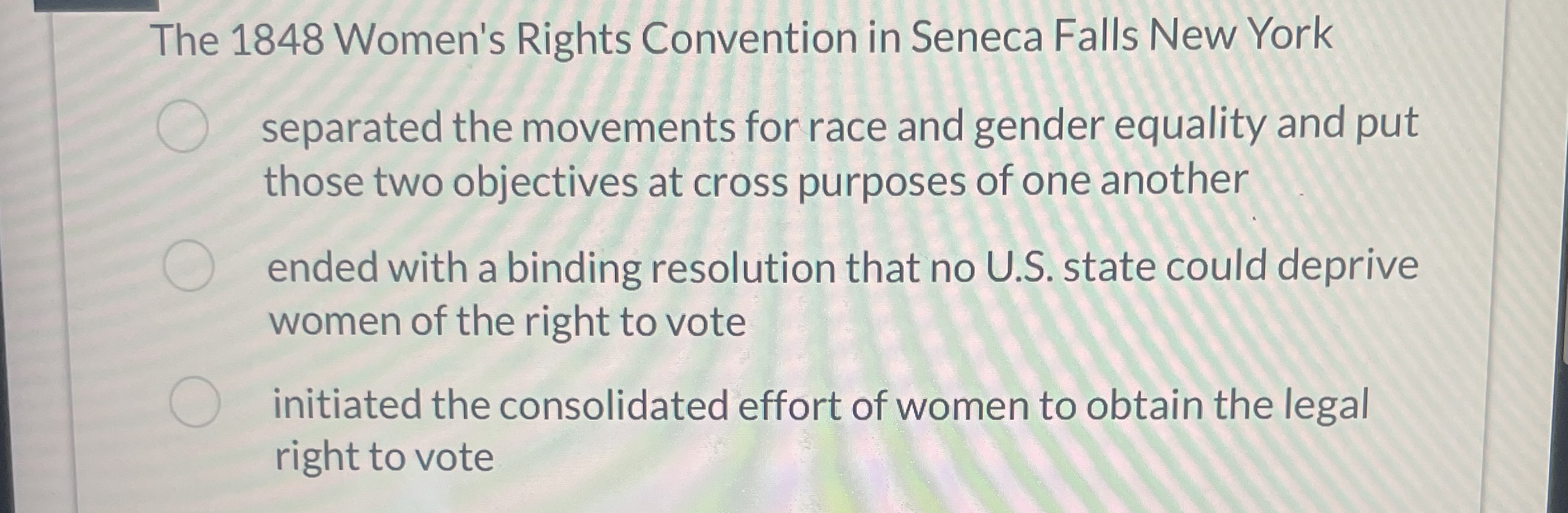 Solved The 1848 ﻿Women's Rights Convention in Seneca Falls | Chegg.com