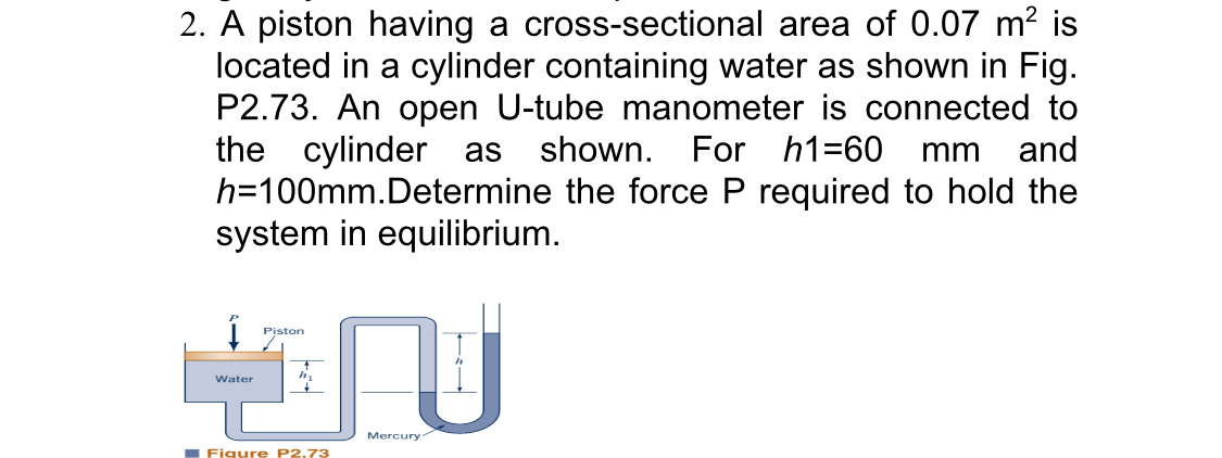 Solved A piston having a cross-sectional area of 0.07m2 ﻿is | Chegg.com