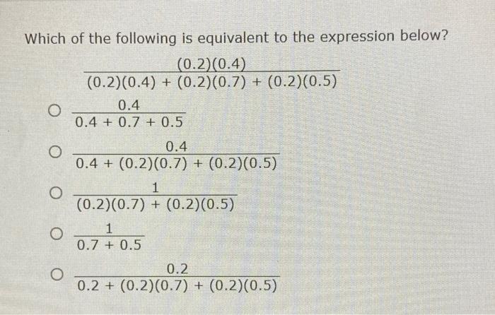 Solved Which of the following is equivalent to the | Chegg.com
