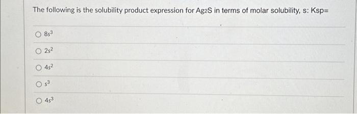 The following is the solubility product expression | Chegg.com