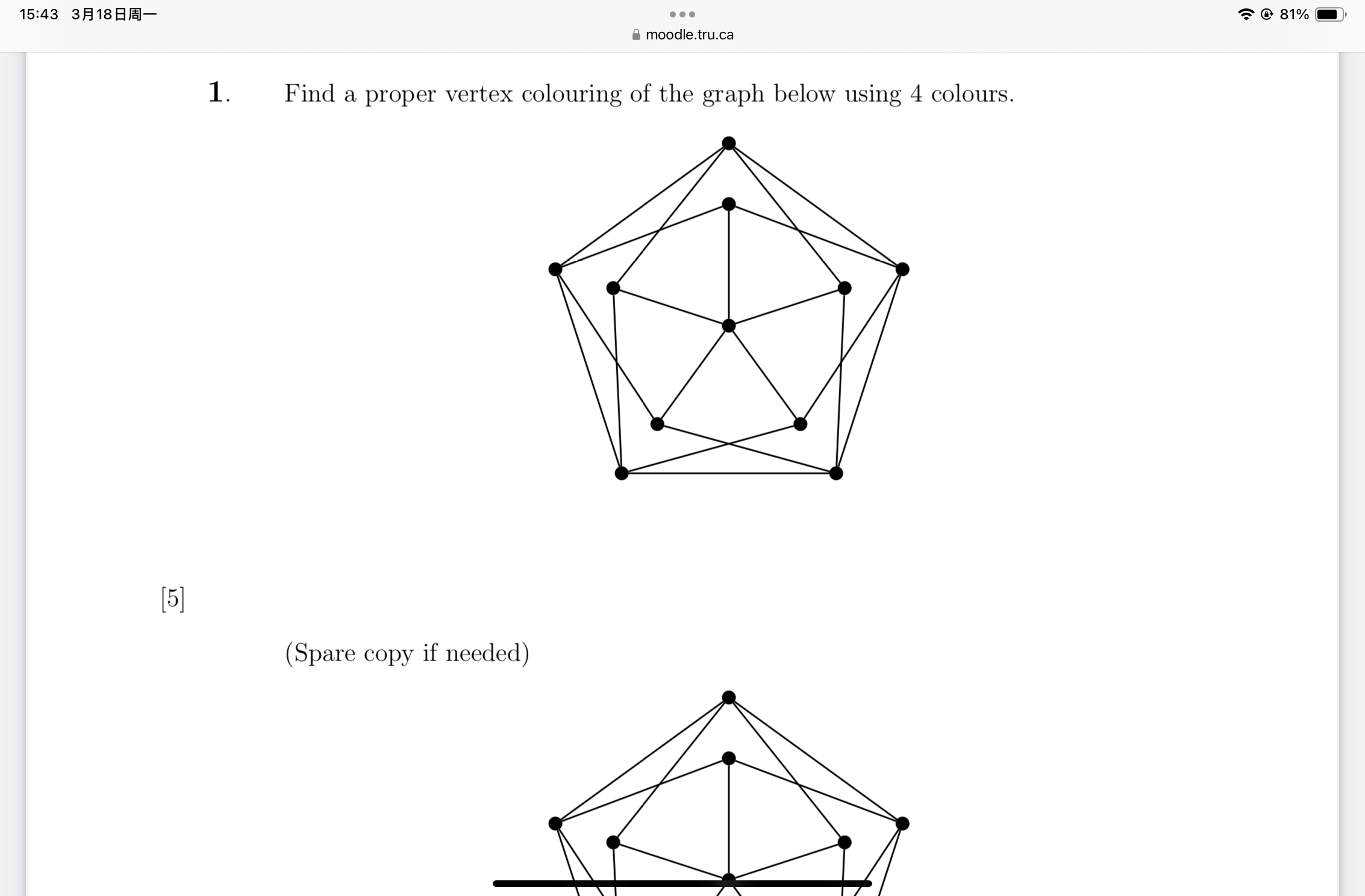 Solved Find A Proper Vertex Colouring Of The Graph Below 9555