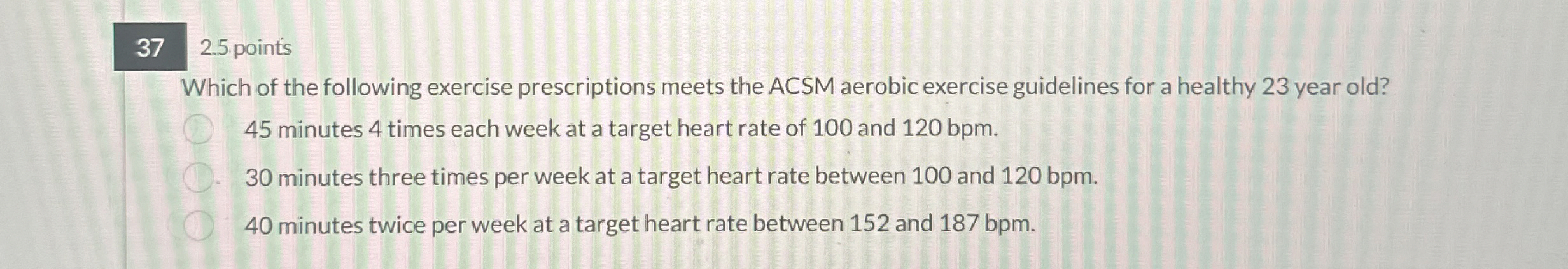 Solved 2.5 ﻿pointsWhich of the following exercise | Chegg.com