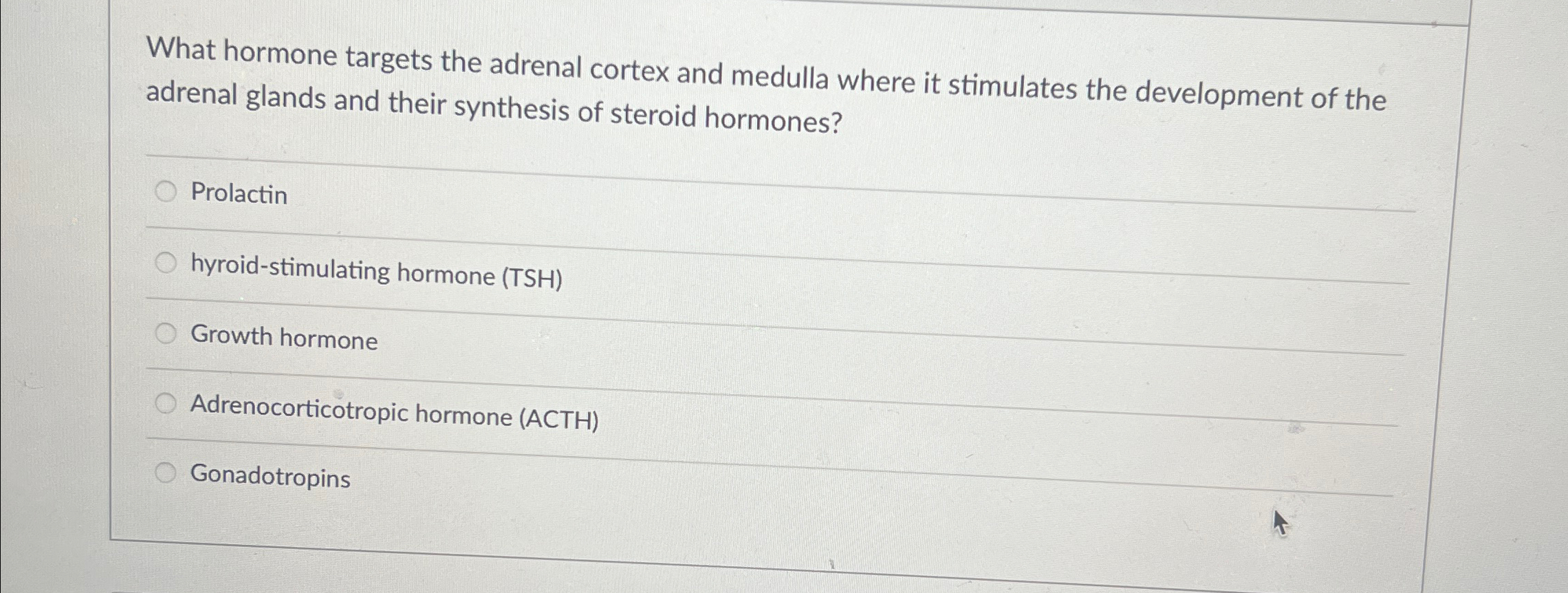 Solved What hormone targets the adrenal cortex and medulla | Chegg.com