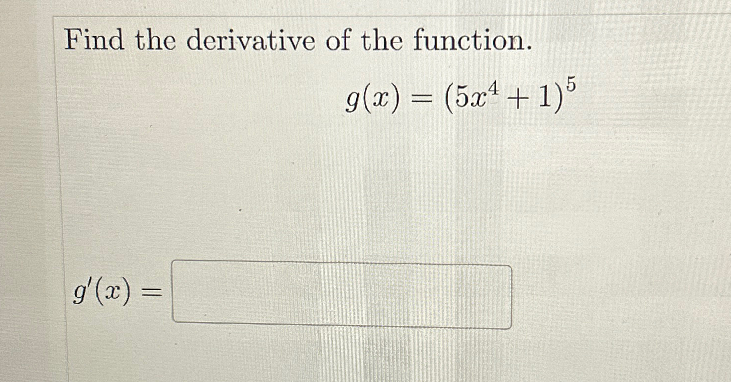 Solved Find the derivative of the | Chegg.com