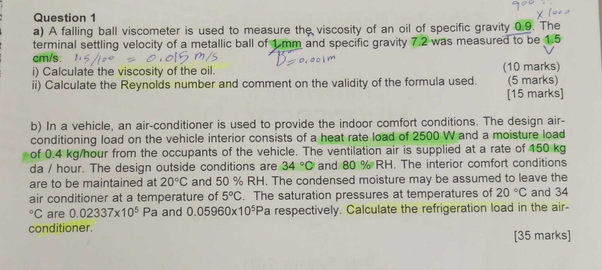 Solved Question 1 a) A falling ball viscometer is used to | Chegg.com