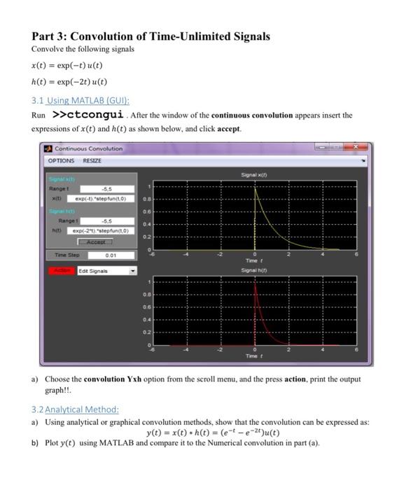 Solved Part 3: Convolution of Time-Unlimited Signals | Chegg.com