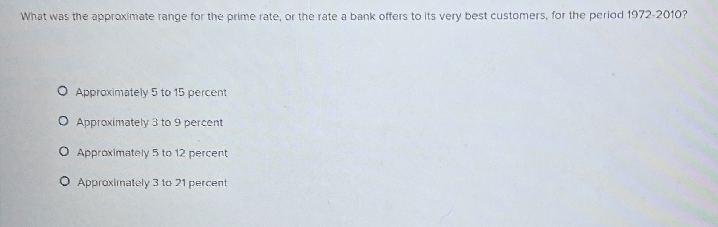 Solved What was the approximate range for the prime rate, or | Chegg.com