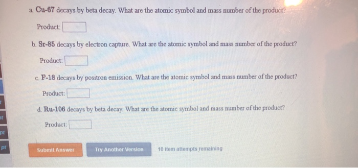Solved a Cu-67 decays by beta decay. What are the atomic | Chegg.com
