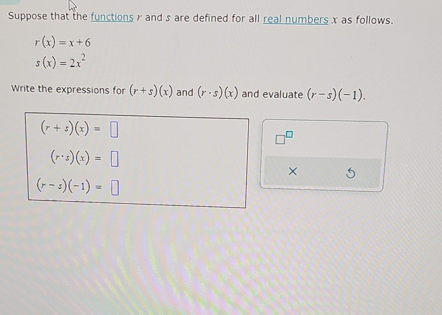Solved Suppose that the functions r and s are defined for | Chegg.com