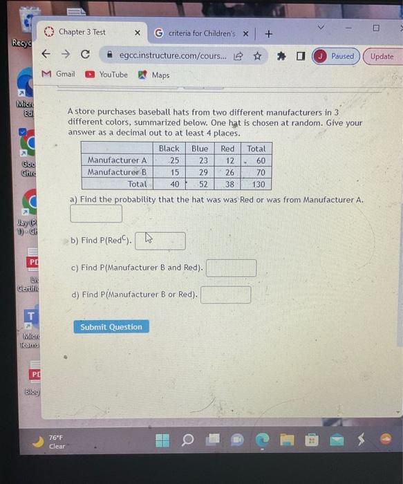 Solved A store purchases baseball hats from two different | Chegg.com