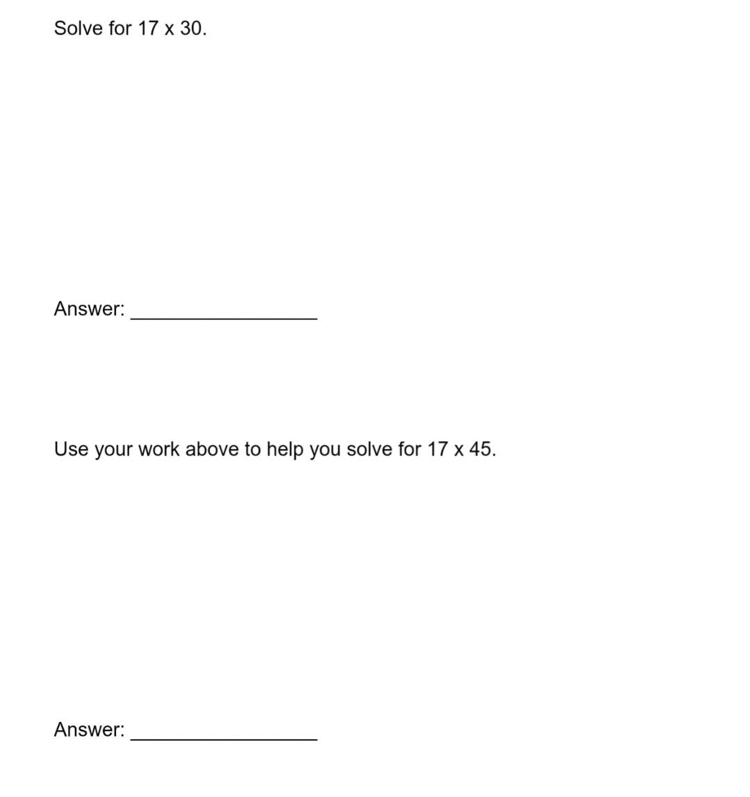 Solved Solve for 17×30 Answer: Use your work above to help | Chegg.com