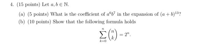 Solved 4. (15 points) Let a,b∈N. (a) (5 points) What is the | Chegg.com Solved 4. (15 points) Let a,b∈N. (a) (5 points) What is the | Chegg.com
