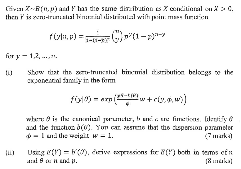 Solved Given x∼B(n,p) ﻿and Y ﻿has the same distribution as x | Chegg.com