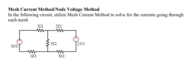Solved Mesh Current Method/Node Voltage MethodIn the | Chegg.com