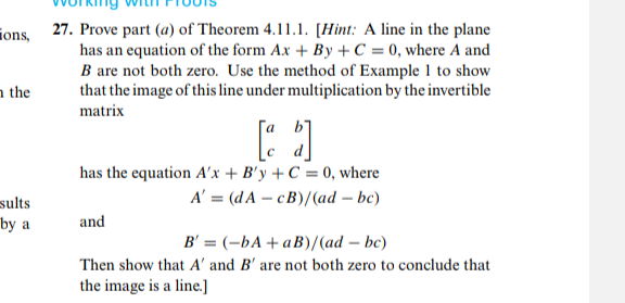 Solved Prove part (a) ﻿of Theorem 4.11.1. [Hint: A line in | Chegg.com