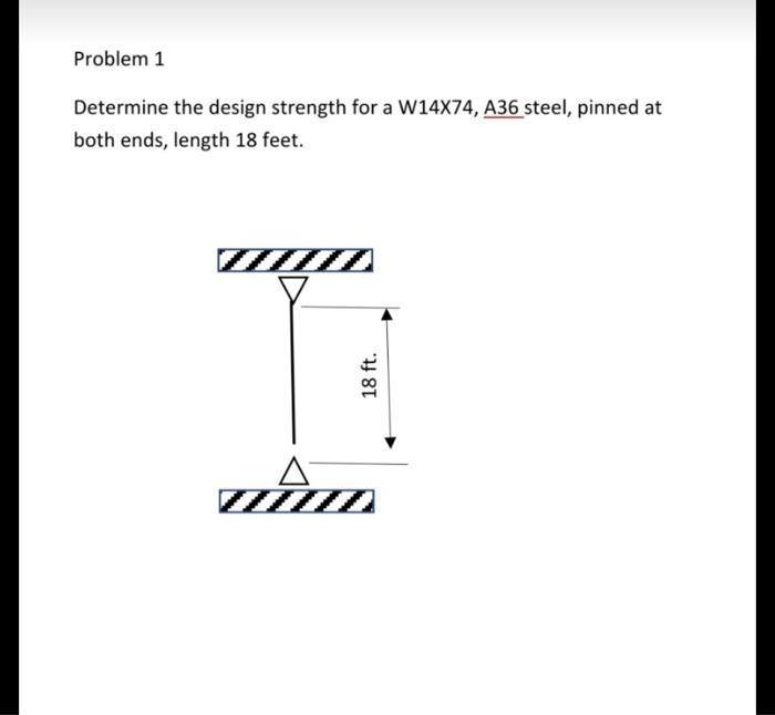 Solved Problem 1 Determine the design strength for a W14X74, | Chegg.com