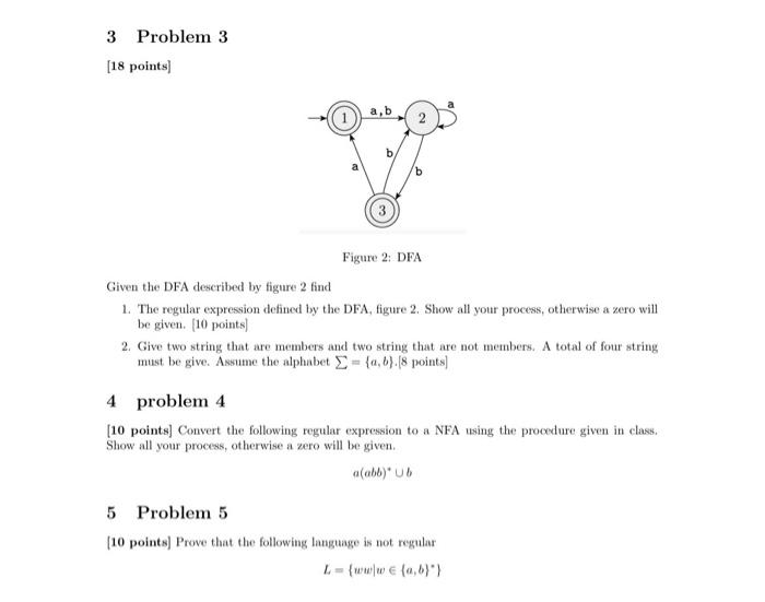 Solved 3 Problem 3 [18 points] Given the DFA described by | Chegg.com