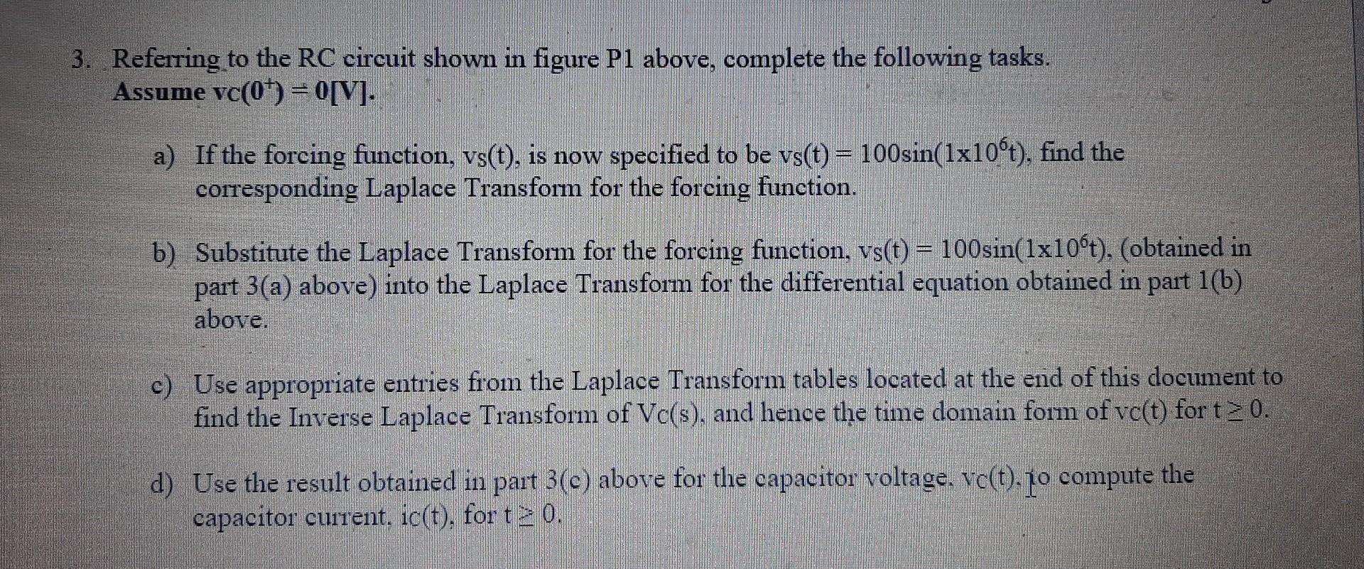 Solved 3. Referring to the RC circuit shown in figure P1 | Chegg.com