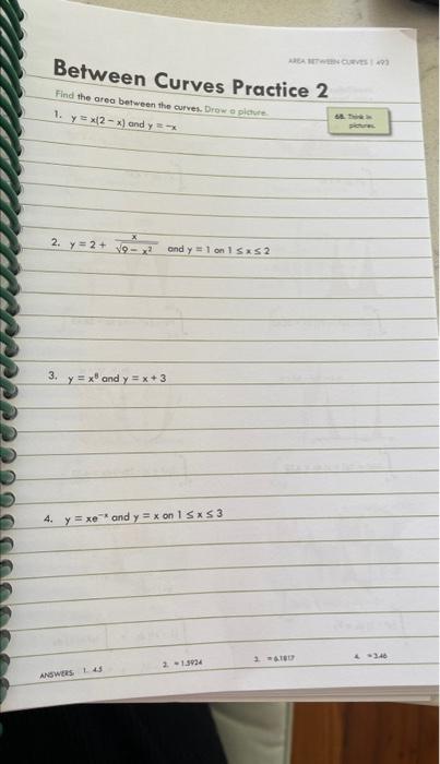 Solved 1. y=x(2−x) and y=−x 2. y=2+9−x2x and y=1 on 1≤x≤2 3. | Chegg.com