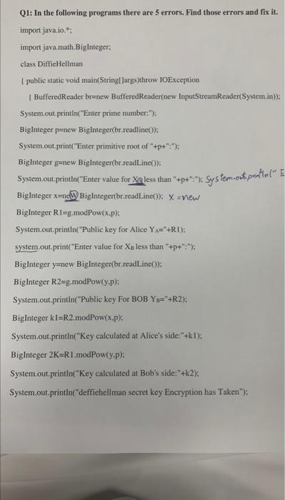 Solved Q1: In the following programs there are 5 errors. | Chegg.com