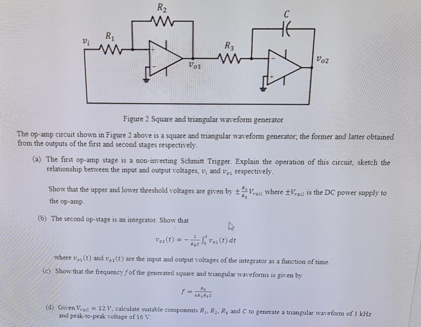 Solved Figure 2 Square And Triangular Waveform Generator The