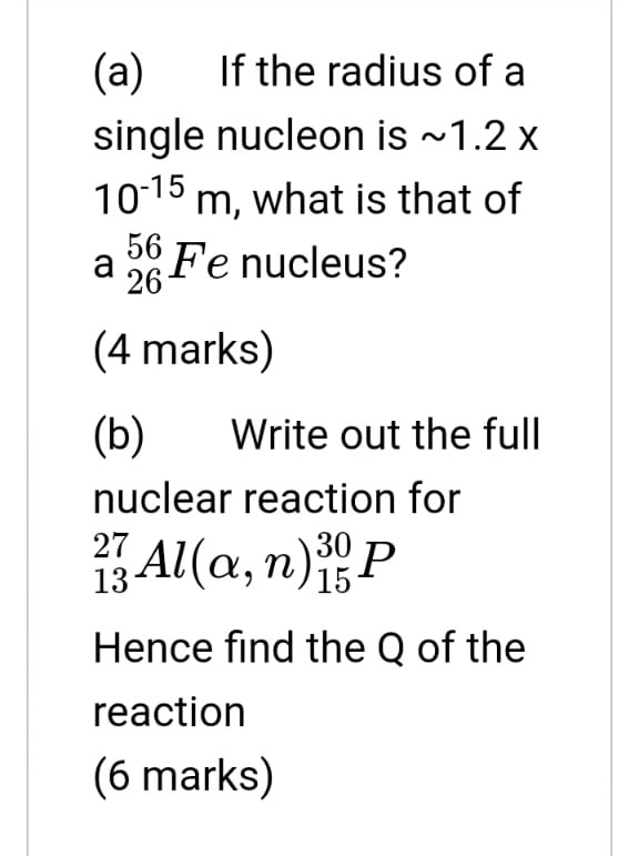 Solved (a) ﻿If the radius of a single nucleon is | Chegg.com